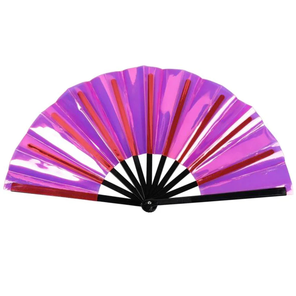 Iridescent Giant Hand Fan With Black Bamboo Handle – Esoteric Dreamland
